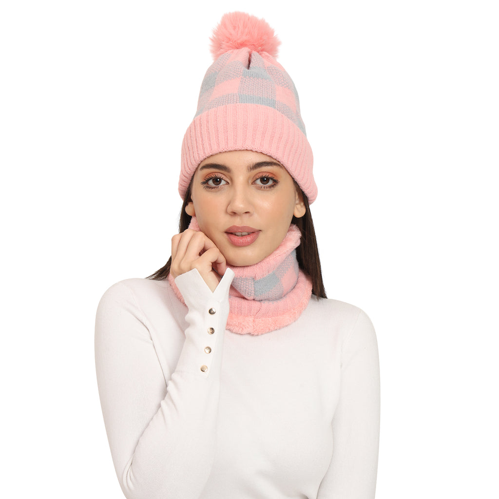 The Headscarves Women Beanies with Neck Muffler Inside Soft Acro Fur f ...