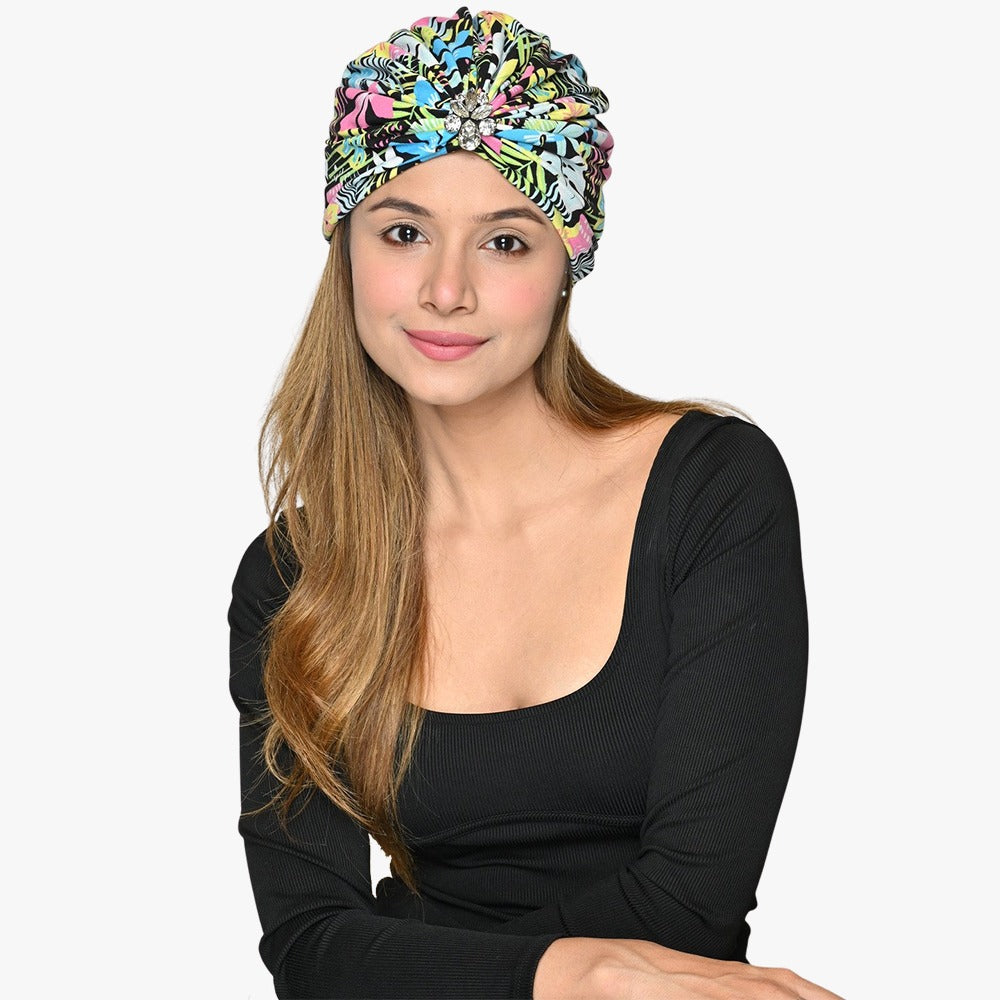 Beautiful Printed Bamboo Viscose Headscarf with Brooch – Stylish Headw ...